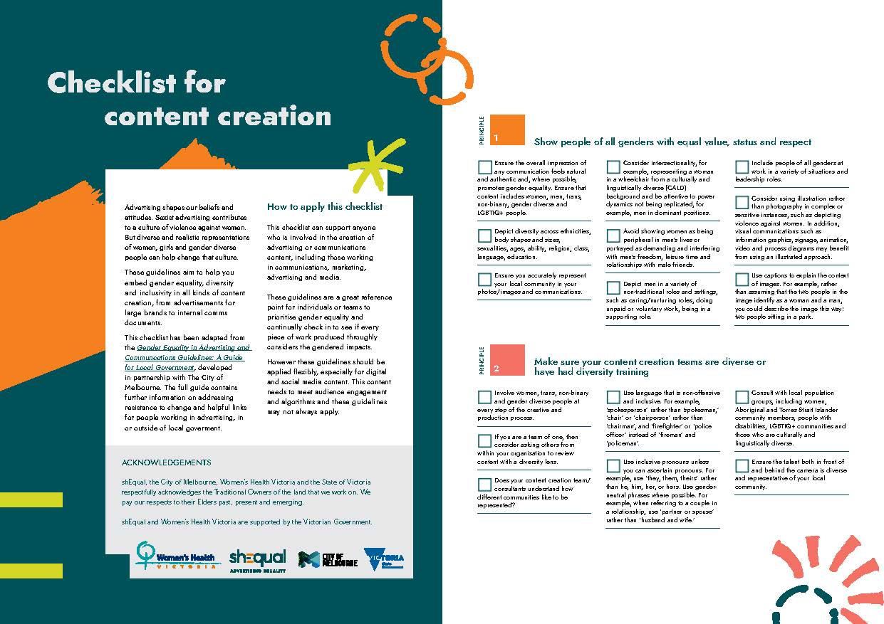 Content Creation Checklist for Gender Equal Ads - shEqual